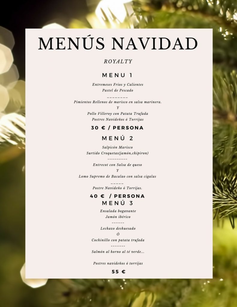 Menús de Navidad para llevar en Santander - Royalty